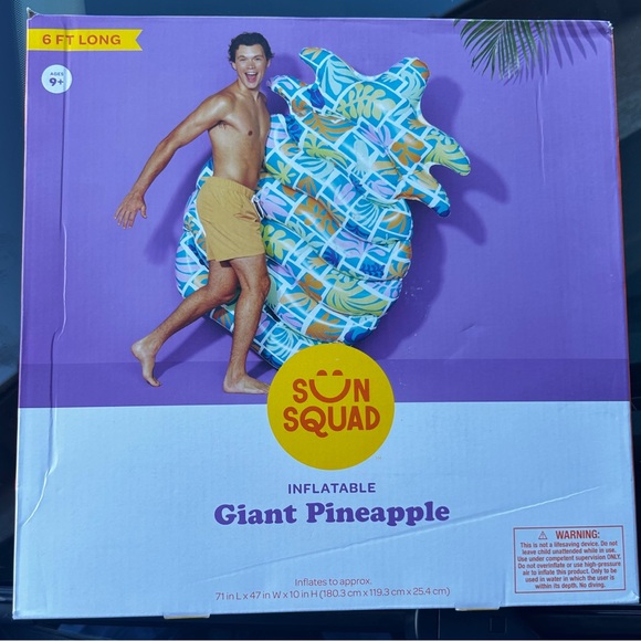 Sun Squad | Swim | Inflatable Giant Pineapple Pool Float Blue And ...